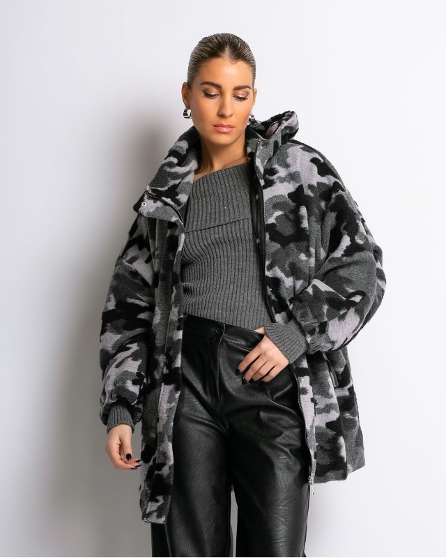 Πανωφόρι oversized στρατιωτικο γκρι