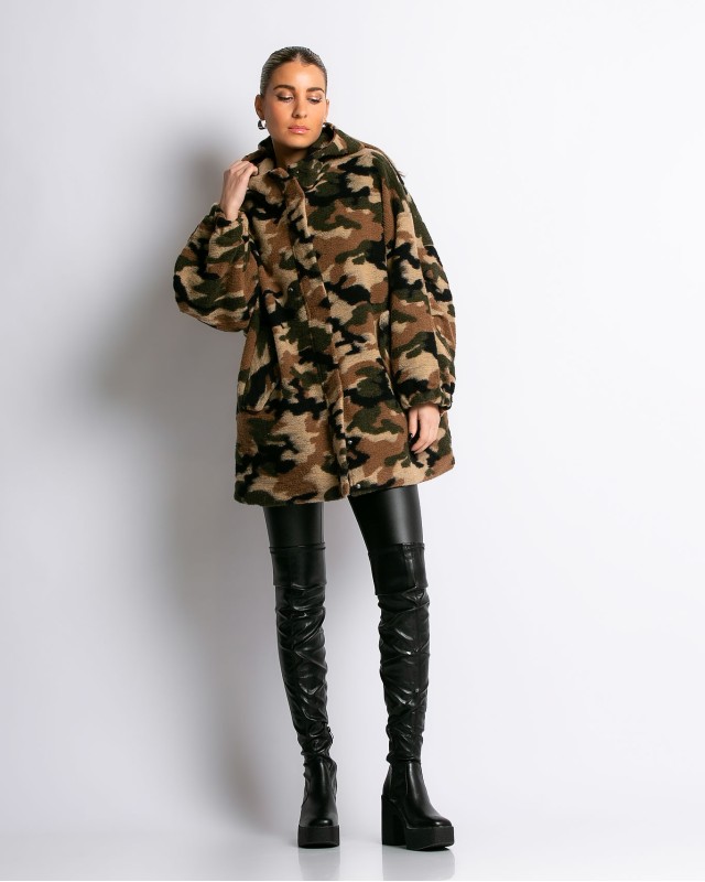 Πανωφόρι oversized στρατιωτικο λαδί
