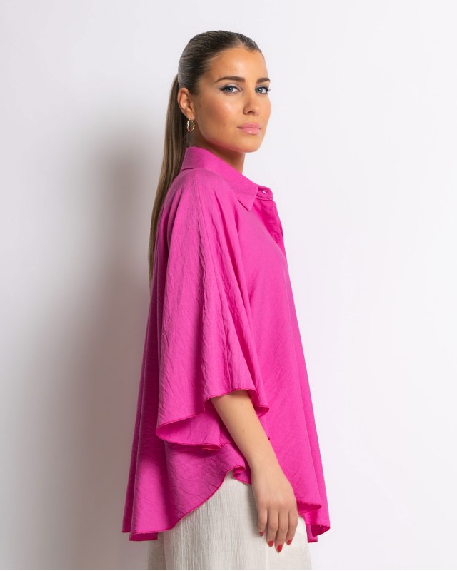 Πουκάμισο με τρουακαρ μανίκι magenta